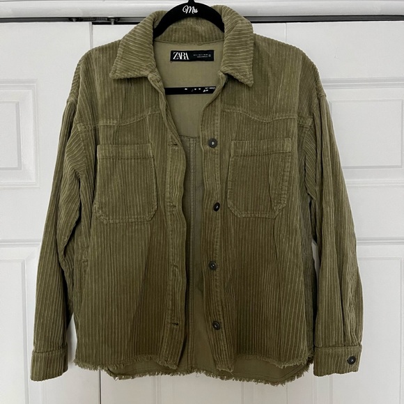 Zara | Tops | Zara Green Corduroy Shacket | Poshmark
